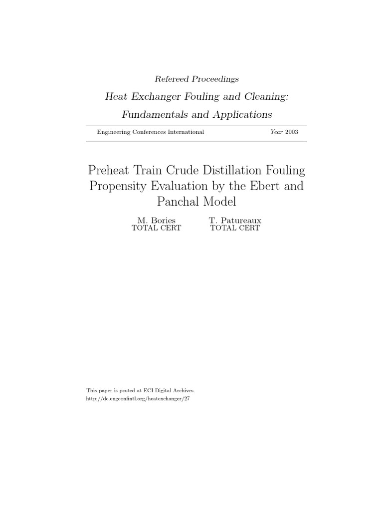 Preheat Train Crude Distillation Fouling Propensity | PDF | Oil ...