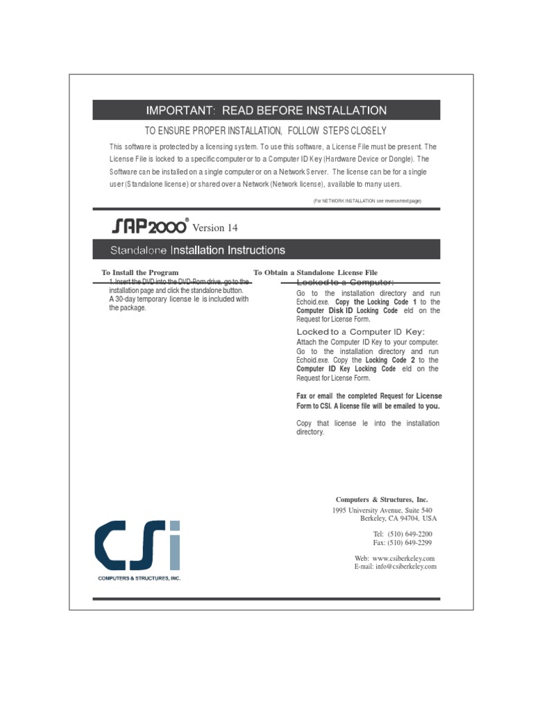 SAP2000 Installation Guide and Licensing | PDF | Microsoft Windows ...