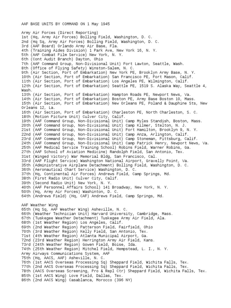 AAF Base Units | PDF | Alaska | Military Air Services