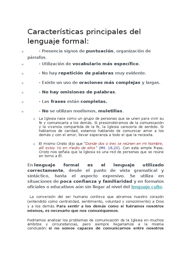Características Principales Del Lenguaje Formal | PDF | Lingüística ...