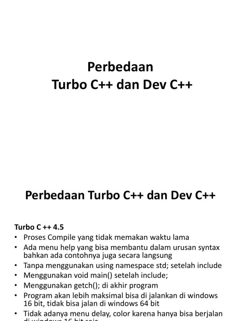 Perbedaan Turbo C++ Dan Dev C++ | PDF