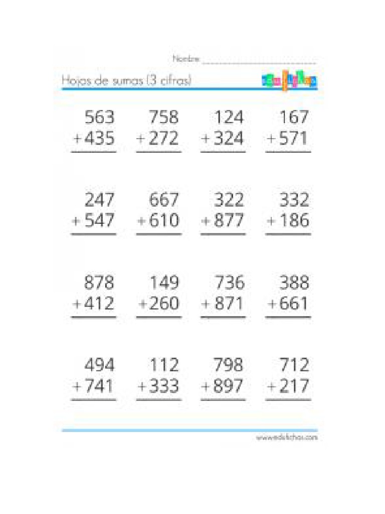 Suma y Resta de 3 Digitos | PDF