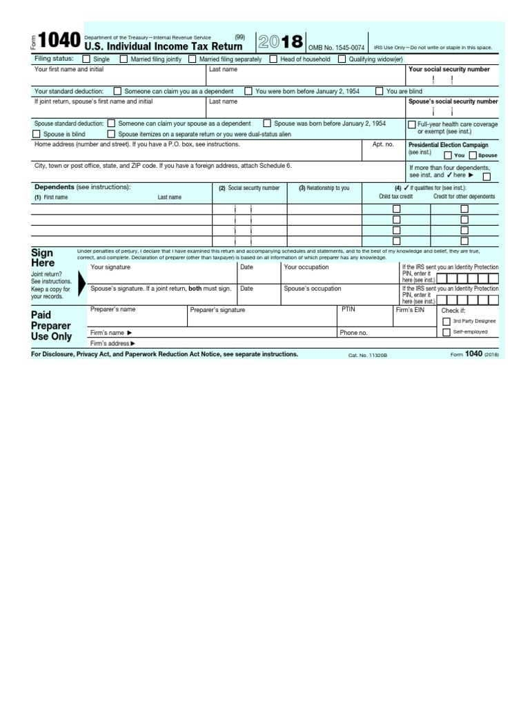 f1040 PDF | PDF | Irs Tax Forms | Tax Deduction