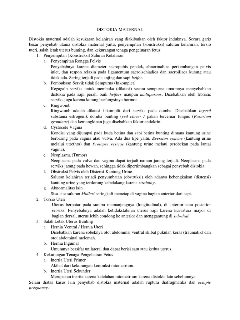 Distokia Maternal | PDF