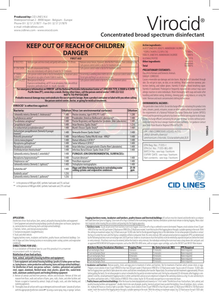 Revised VIROCID Label 28-01-15 | Download Free PDF | Sewage Treatment ...