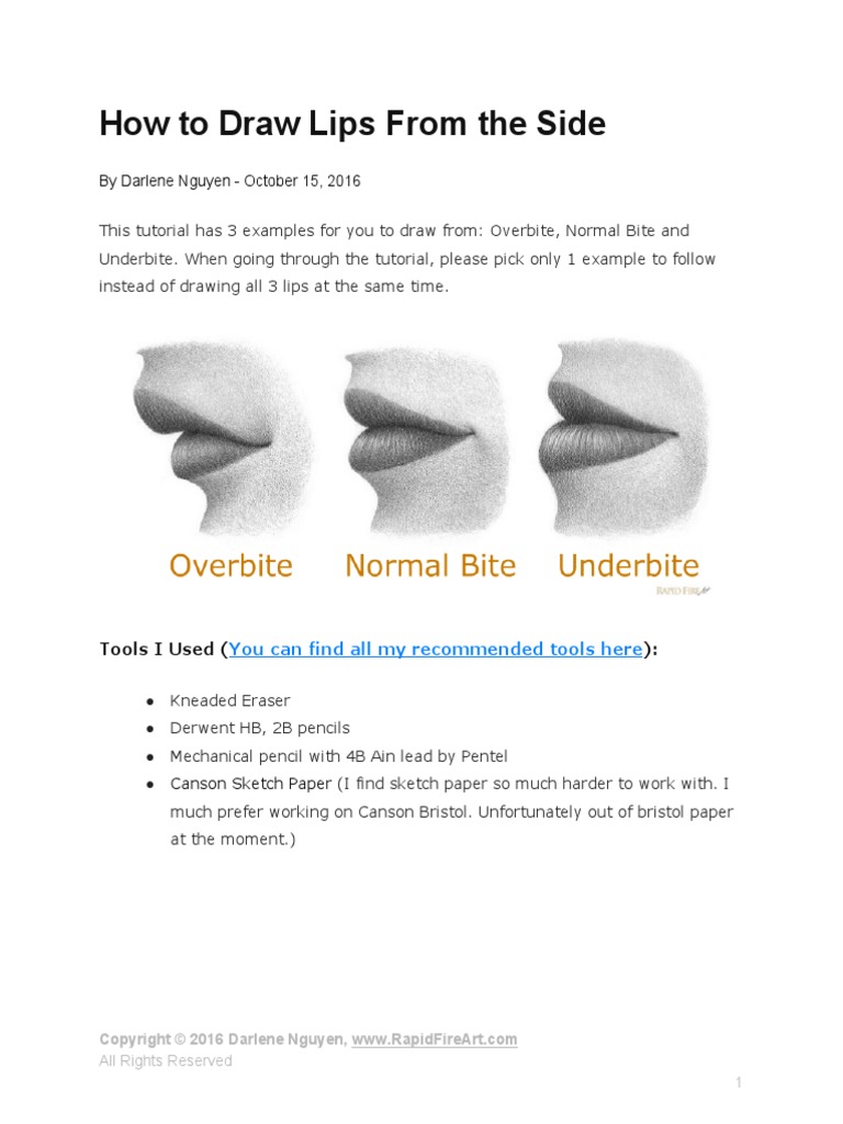 RapidFireArt Tutorials How To Draw Lips Side View | PDF | Teaching ...