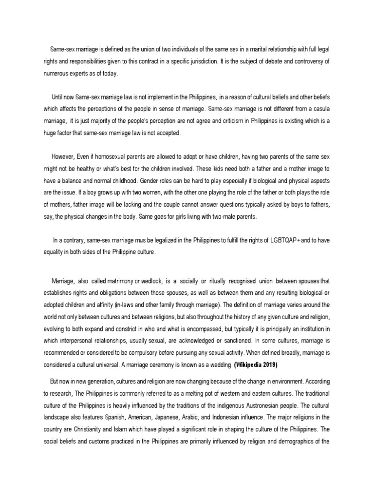 Position Paper | PDF | Marriage | Homosexuality