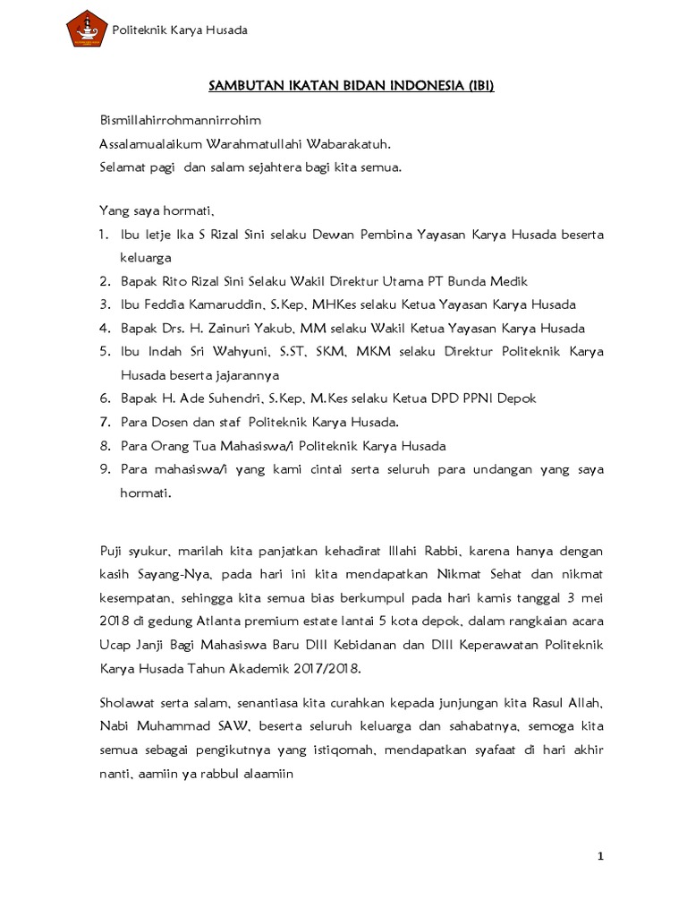 Sambutan Ibi | PDF | Kesehatan Holistik
