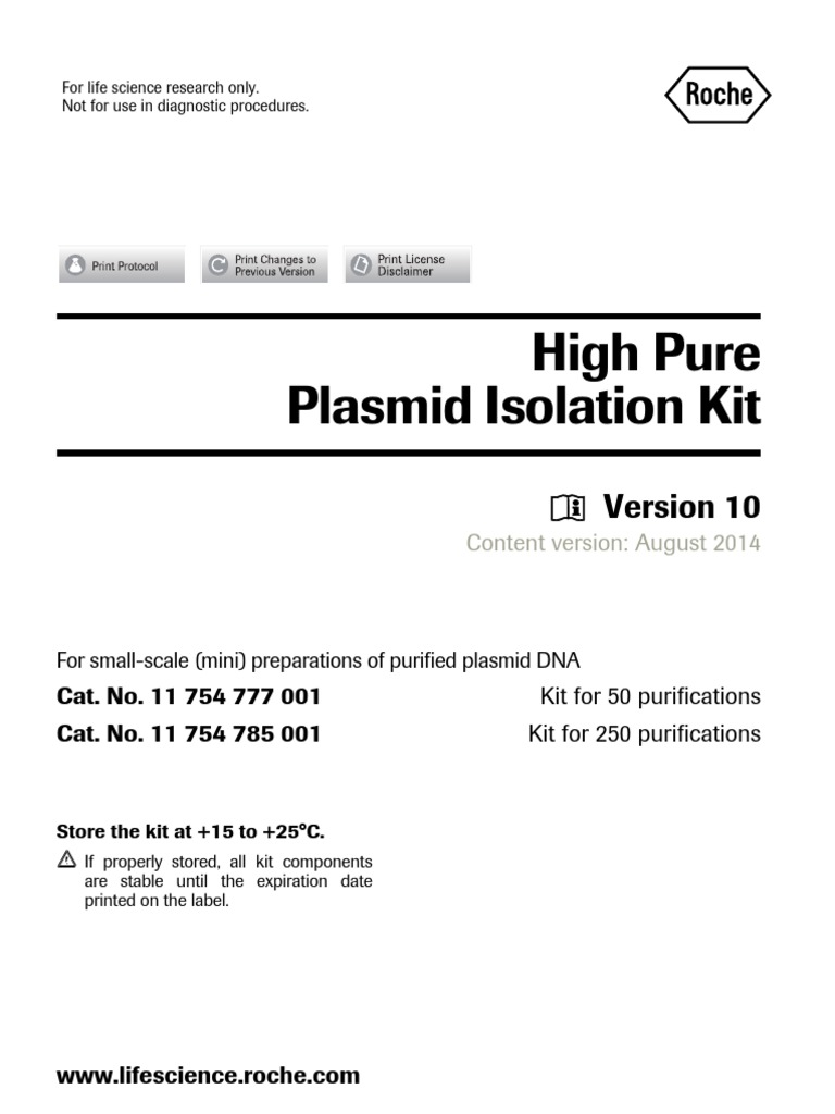 High Pure Plasmid Isolation Kit | PDF | Plasmid | Dna Sequencing