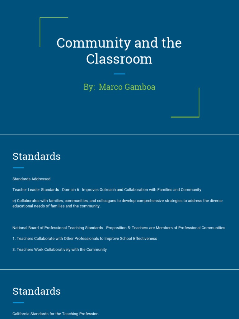 Community and The Classroom | PDF | Classroom | Teachers