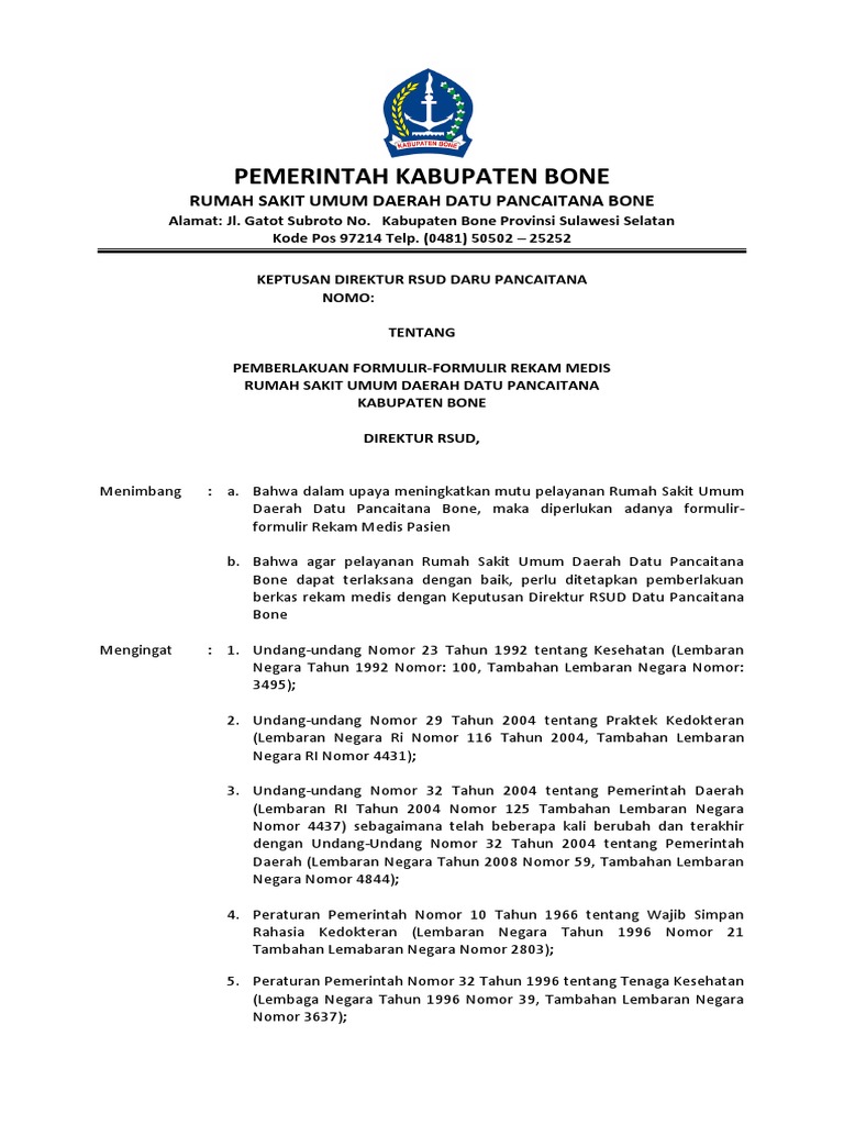 SK Formulir Rekam Medis | PDF