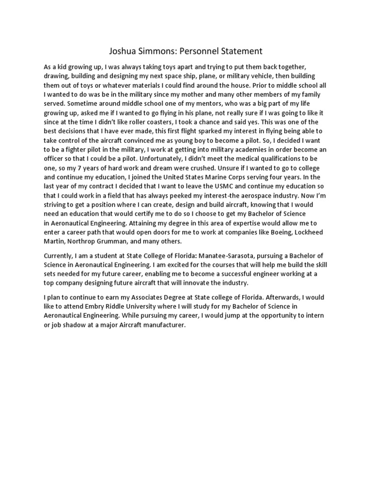 Enc1101 Personnel Statement | PDF | Aerospace Engineering | Aerospace
