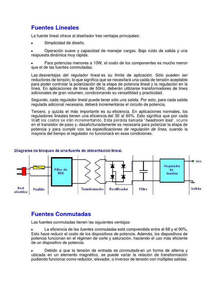 Comparativa de Fuentes Lineales y Conmutadas | PDF | Transformador ...