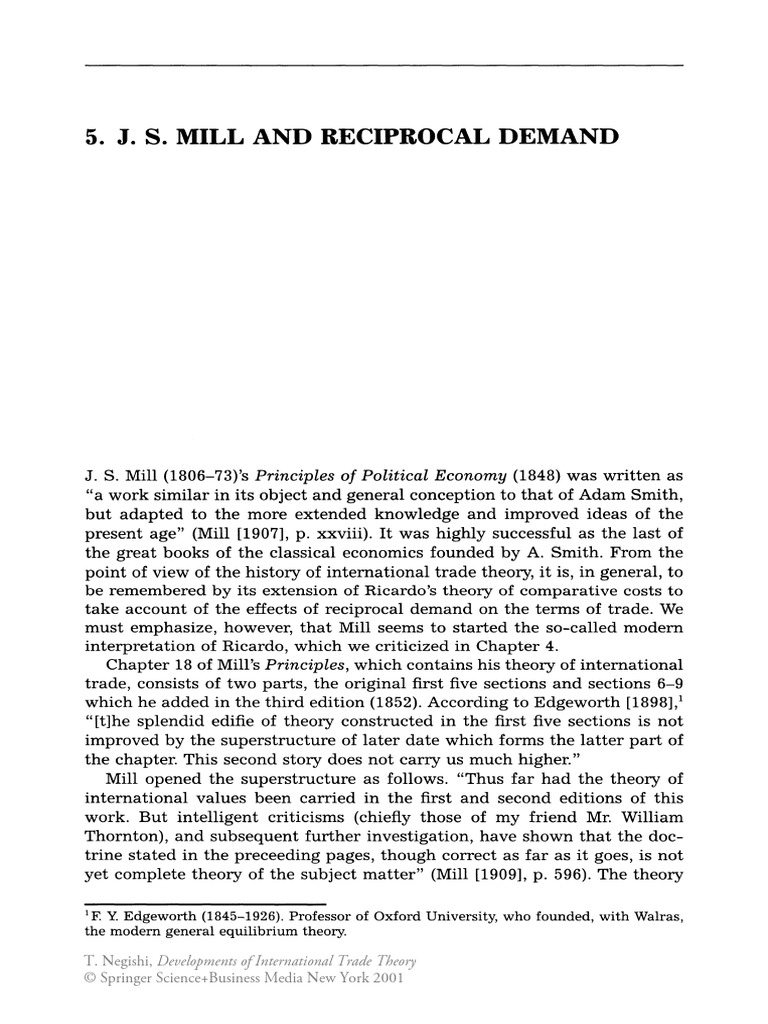 J. S. Mill and Reciprocal Demand: Principles of Political Economy | PDF ...