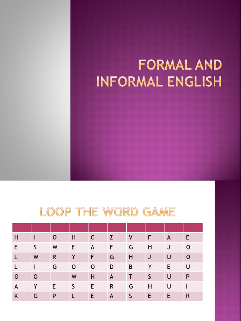 Formal and Informal English | PDF | English Language | Symbols
