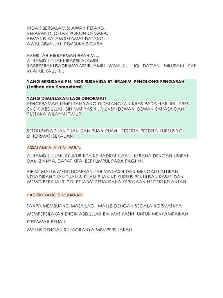 Teks Pengacara Majlis Ringkas | PDF