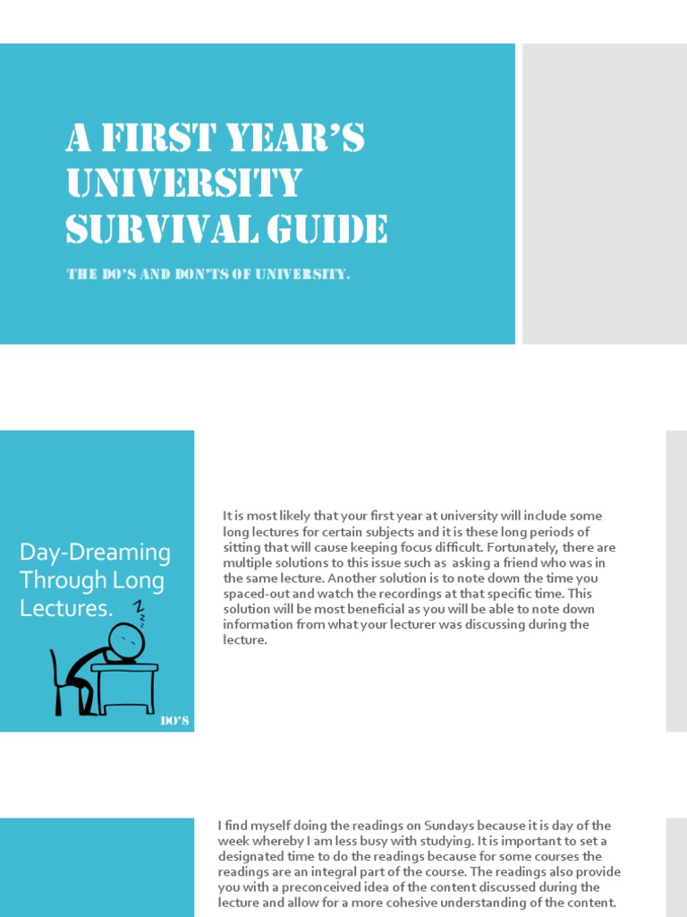 First Year University Survival Tips | PDF | Communication | Psychology