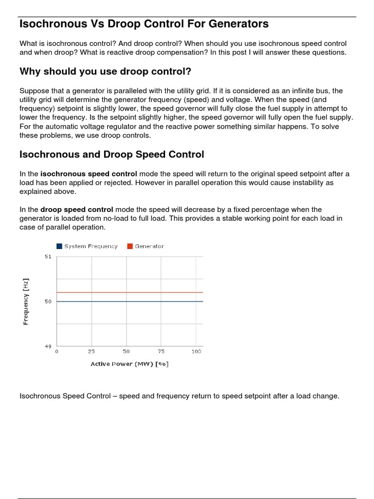 Isochronous Vs Droop Control For Generators | PDF | Electromagnetism ...