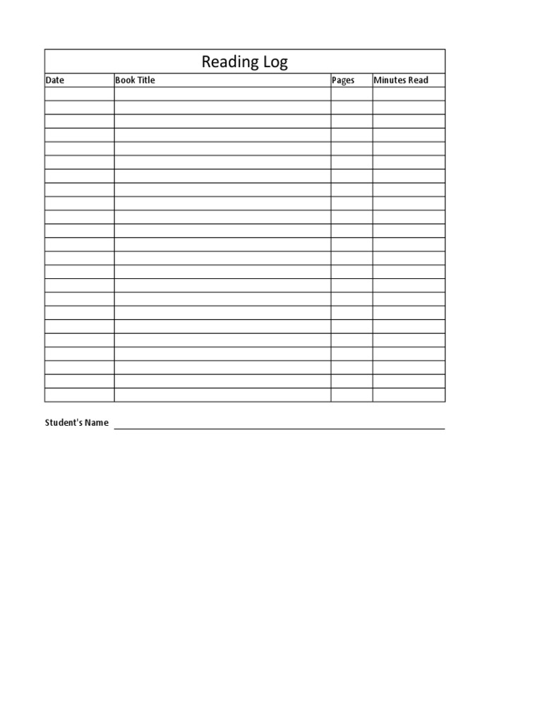 Student Reading Log Template | PDF