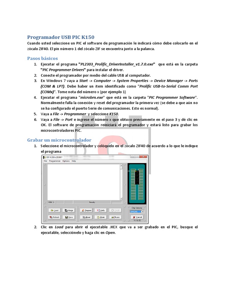 Programador USB PIC K150 PDF | PDF | Microcontrolador | Archivo de computadora