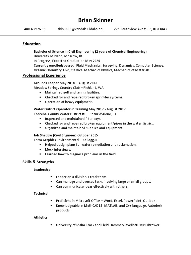 Resume 2019 | PDF | Idaho | Engineering
