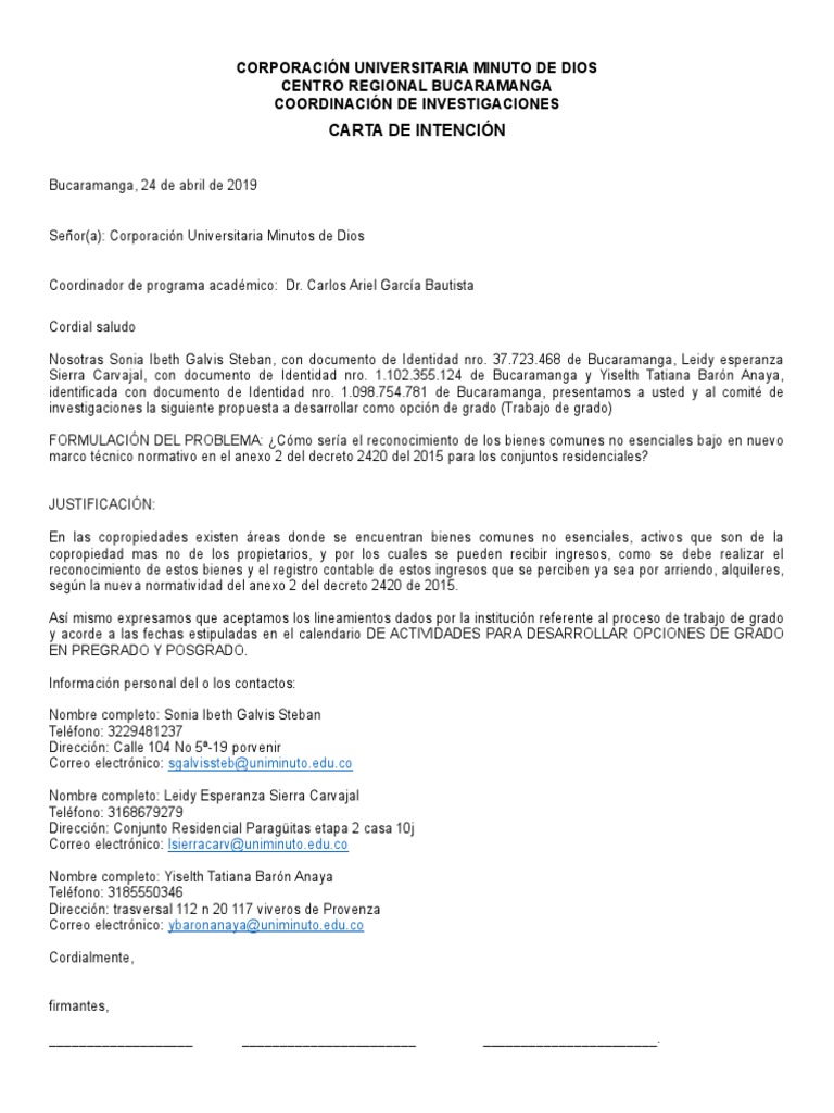 Carta de Intención | PDF