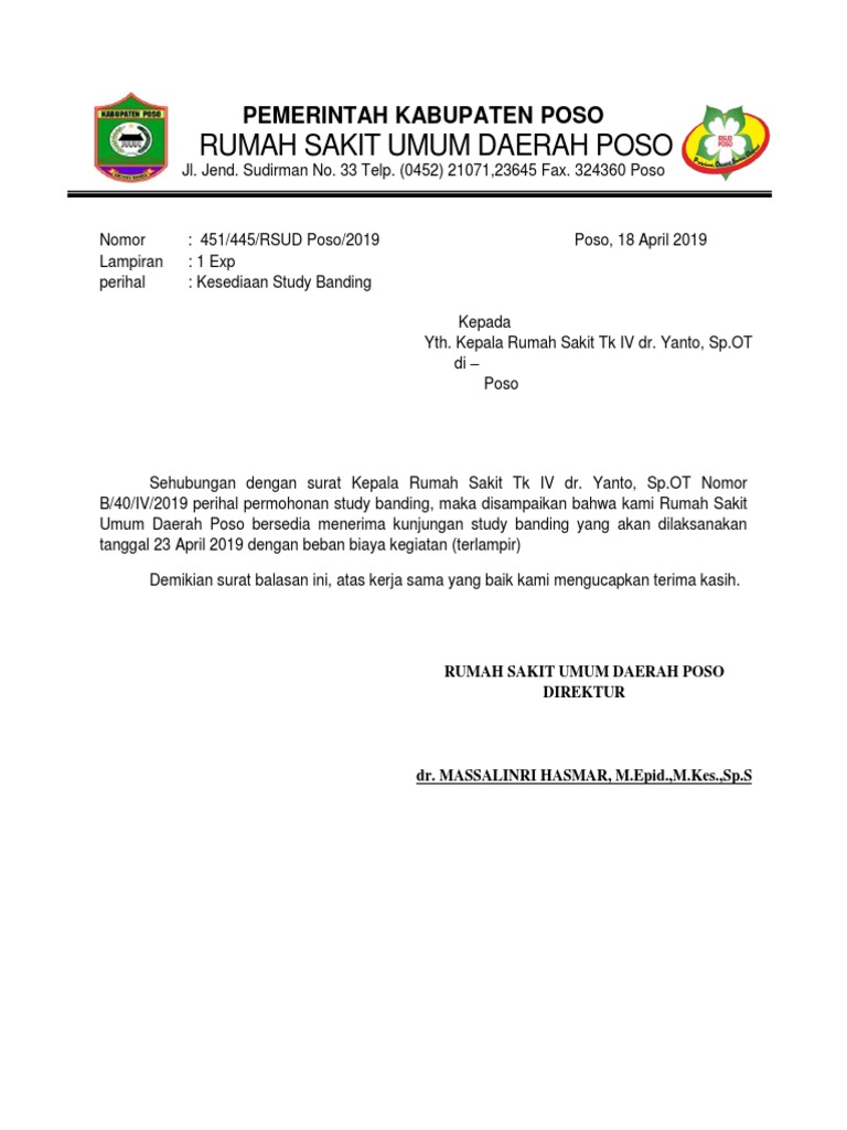 Contoh Surat Balasan Permohonan Studi Banding Interior Bilarasa - Riset