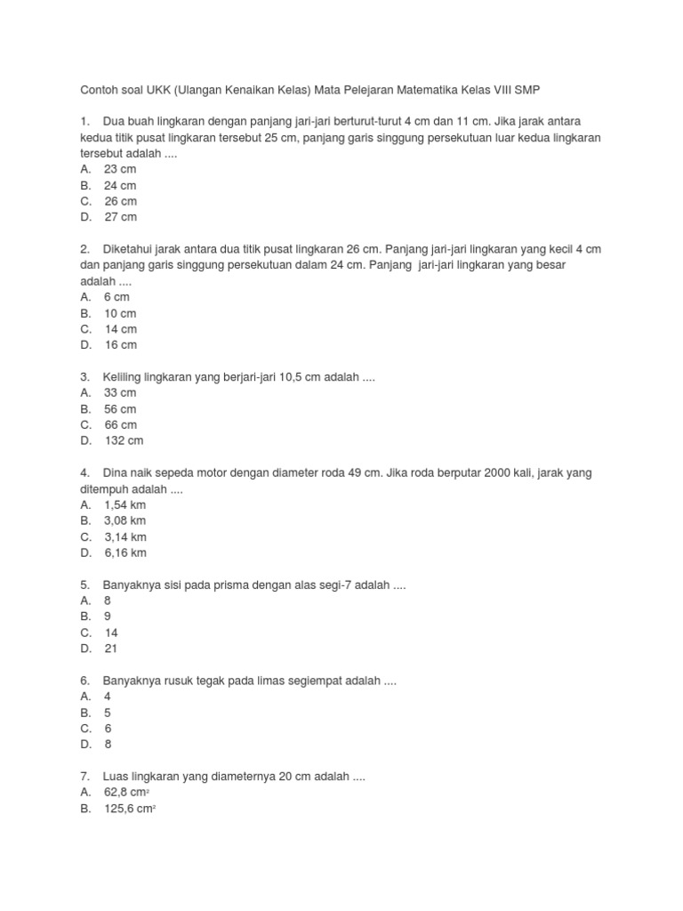 Contoh Soal UKK | PDF