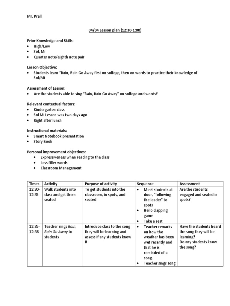 04/04 Lesson Plan (12:30-1:00) Prior Knowledge and Skills:: Rain Go ...