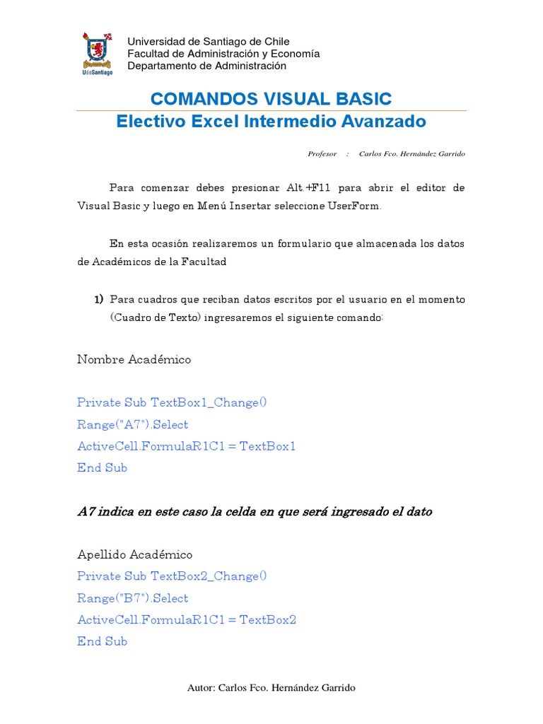 Comandos Visual Basic 1 | PDF | Áreas de informática | Programación de computadoras