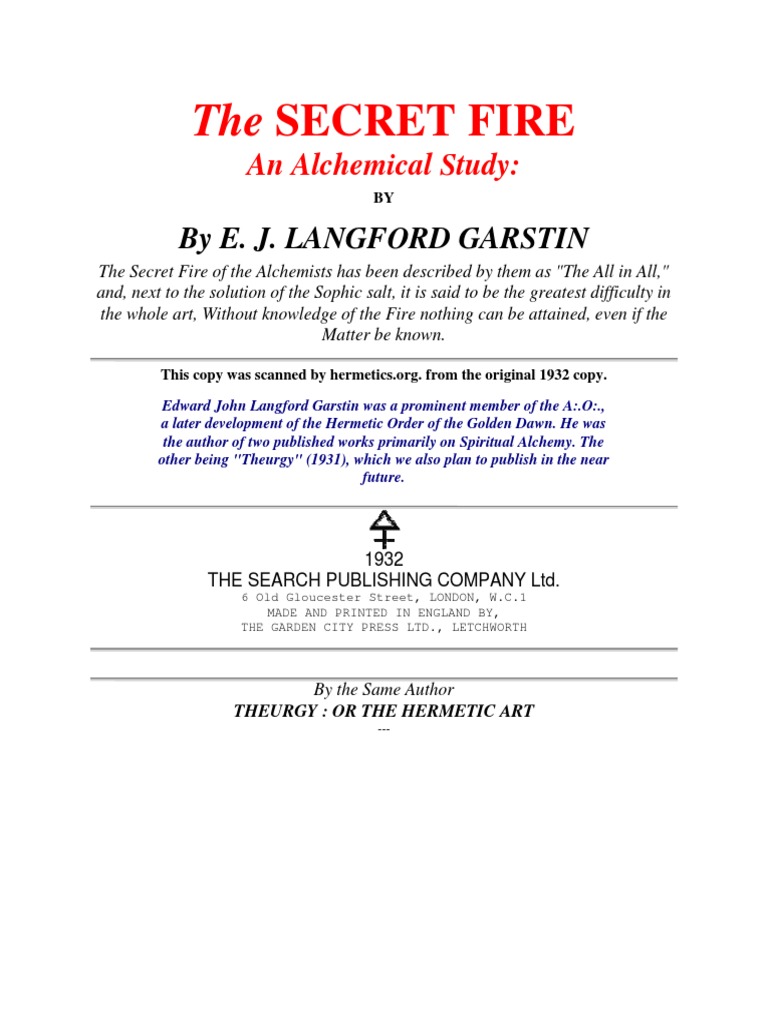 The Secret Fire in Alchemy Explained | PDF
