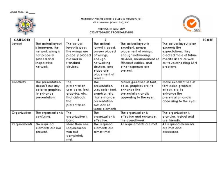It Midterm Rubric S | PDF | Telecommunications Infrastructure ...