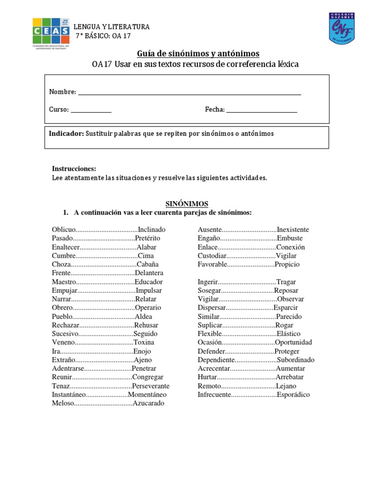 OA17 Usar en sus textos recursos de correferencia léxica: Guía de ...