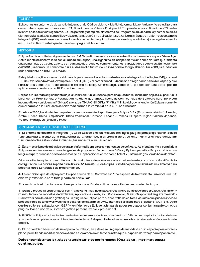 Introducción Eclipse | PDF | Eclipse (software) | Ingeniería de software