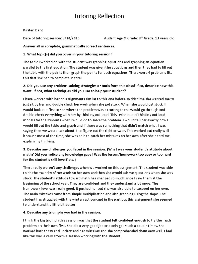 Reflection 4 | PDF | Homework | Educational Psychology