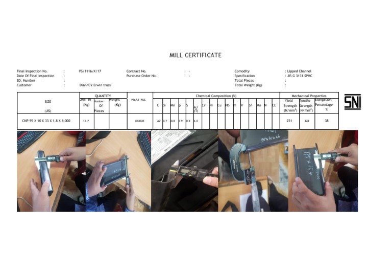 Mill Certificate | PDF