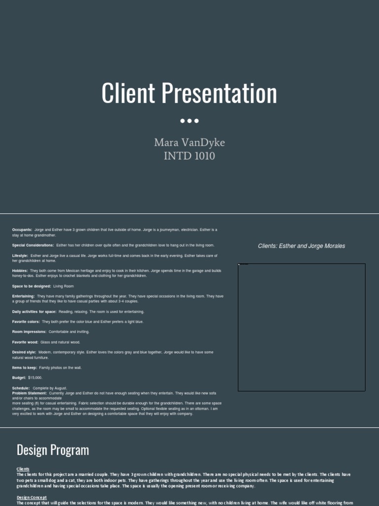 Client Presentation: Mara Vandyke Intd 1010 | PDF | Chair | Art Media