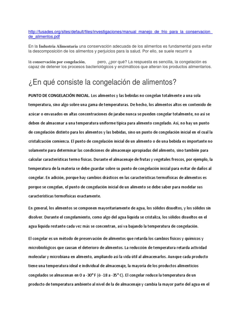 Conservación Por Congelación | PDF | Alimentos | Conduccion termica