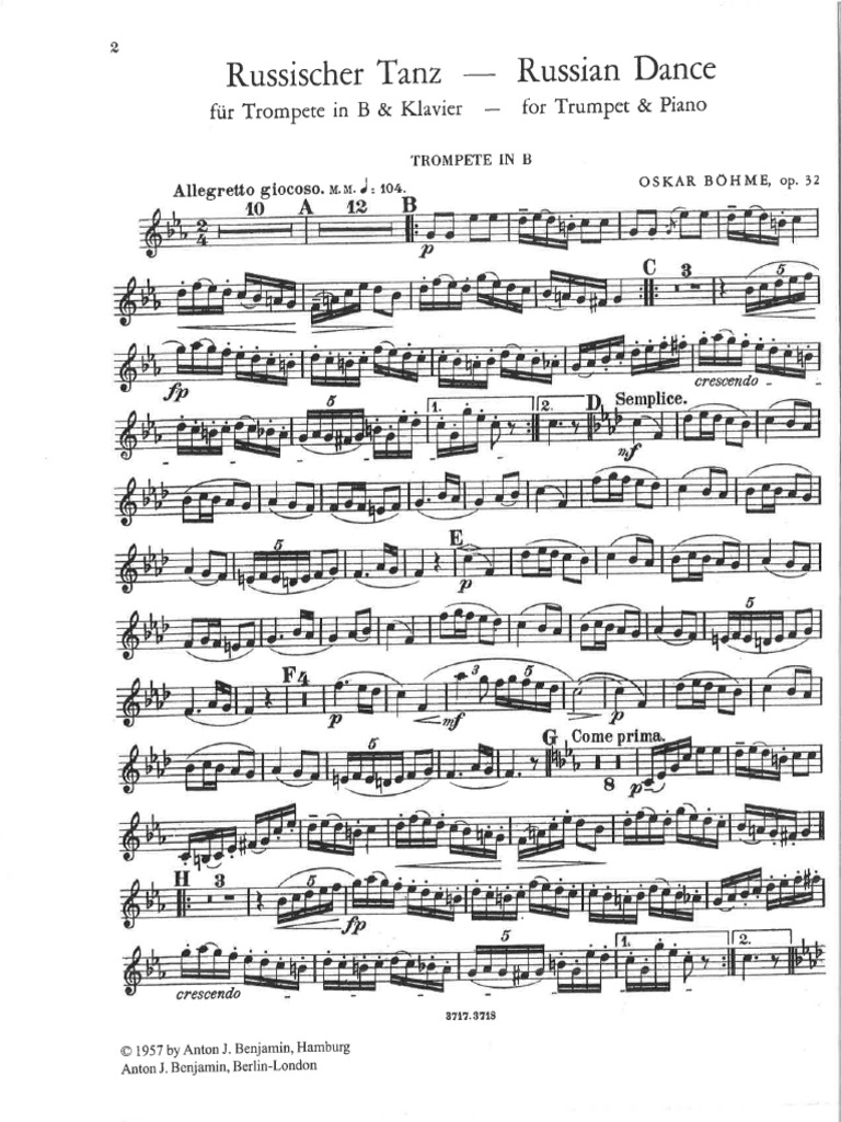 Russian Dance Oskar Bohme Trumpet | PDF