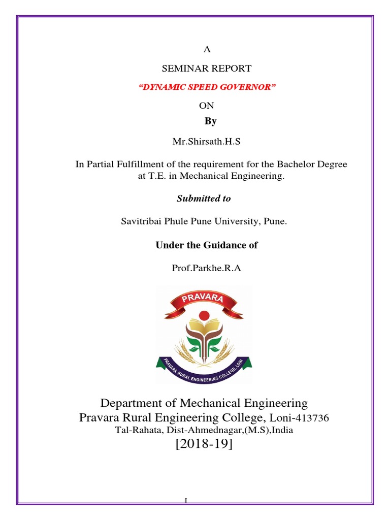 Department of Mechanical Engineering Pravara Rural Engineering College ...