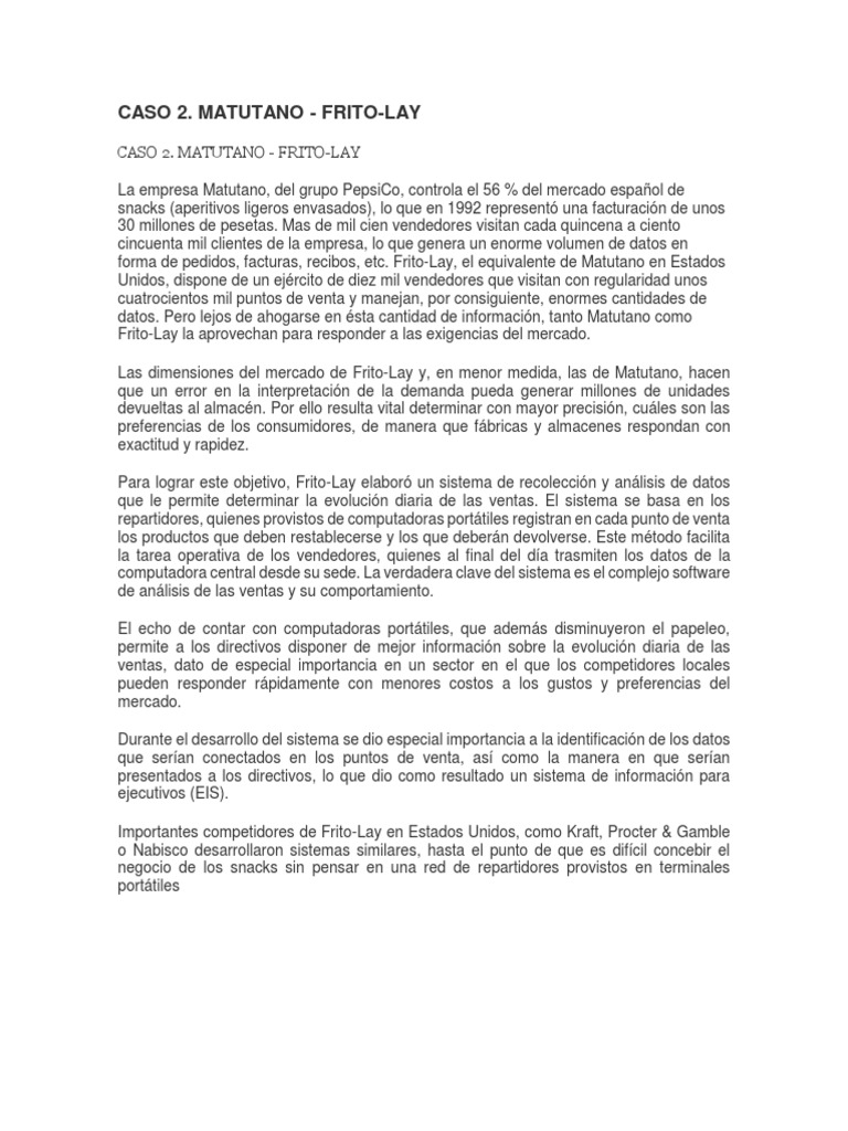 CASO 2 - Matutano Frito Lay - 14!11!2018 | PDF | Sistema de informacion ...