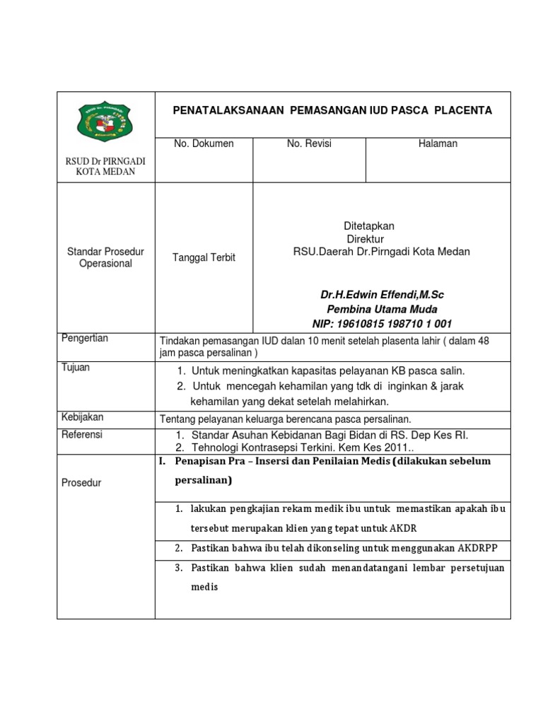 Spo Pemasangan Iud | PDF