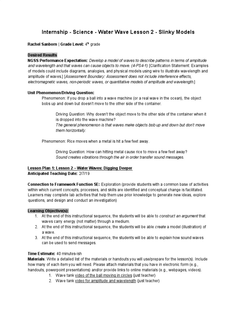 Internship - Science - Water Wave - Slinky Models | PDF | Wavelength ...