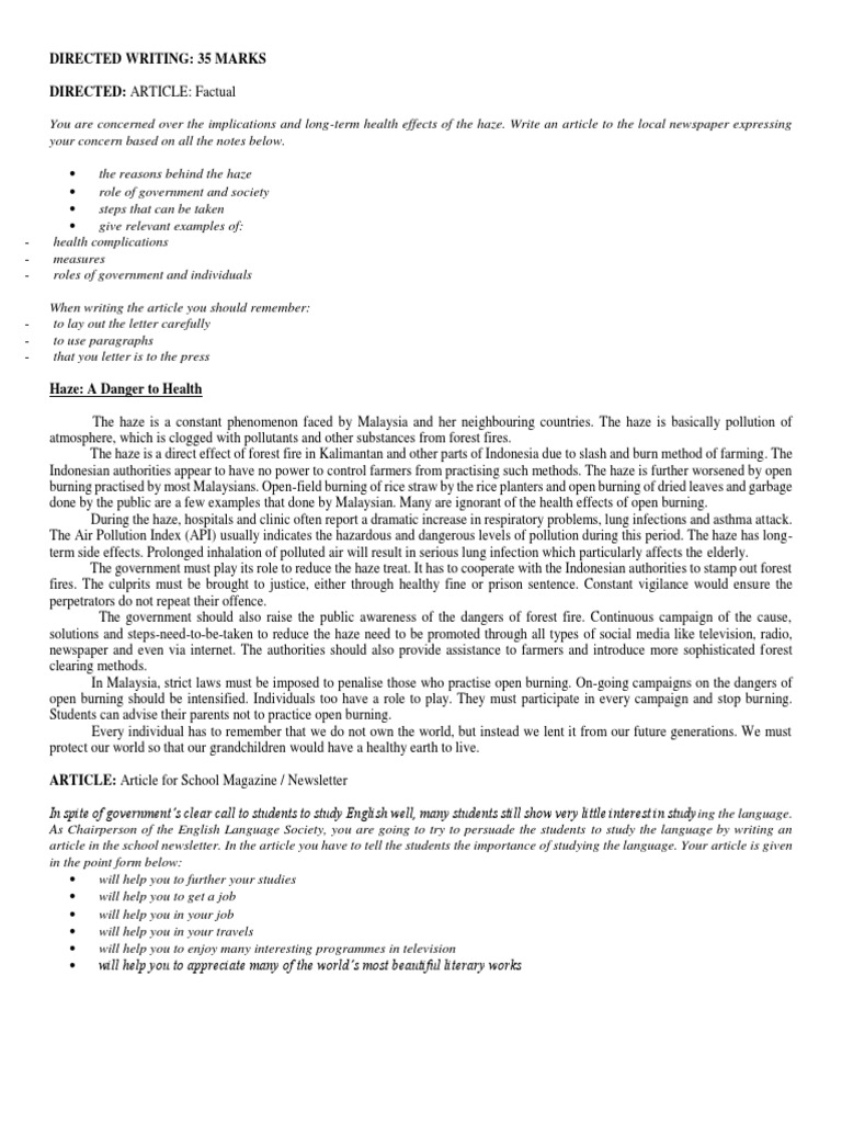 Directed Writing Task | PDF | Smoking | Helen Keller