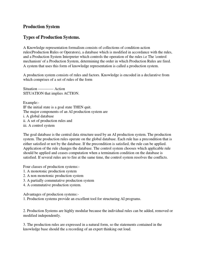 Production System Types of Production Systems | PDF | System | Areas Of ...