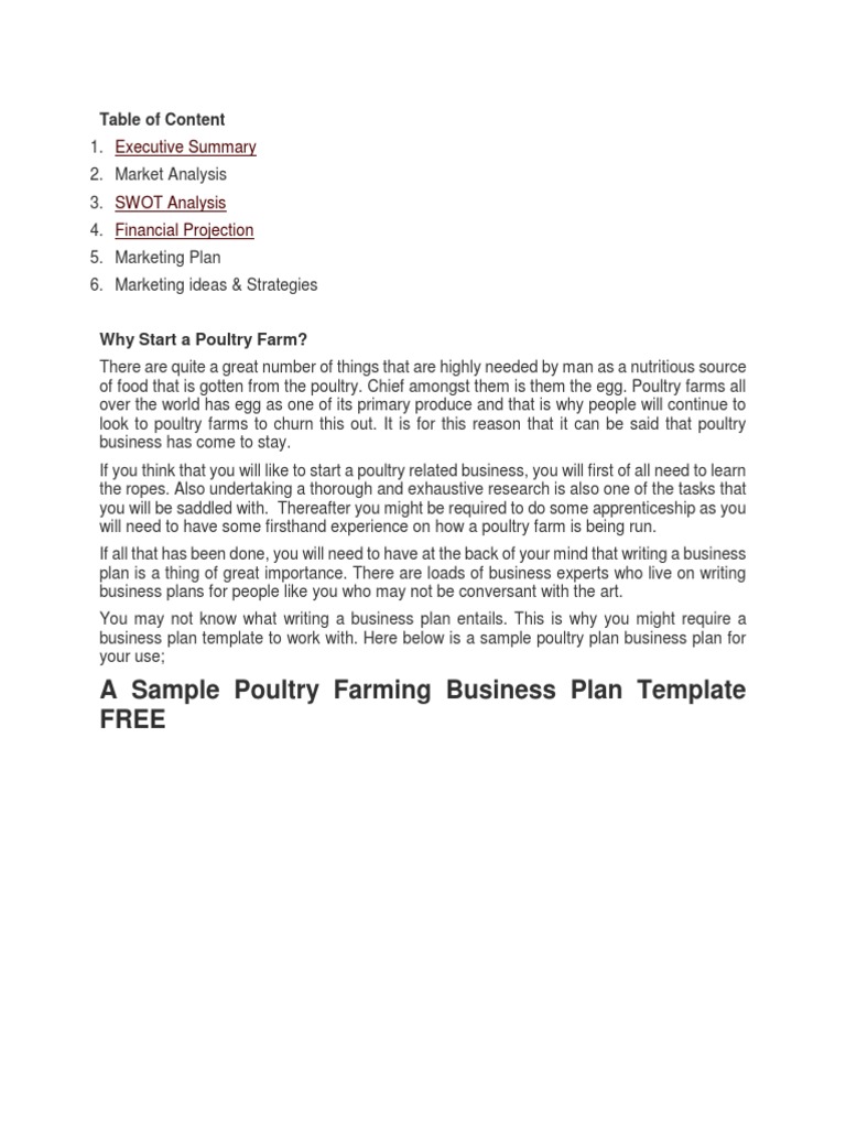 Poultry Farming Business Plan Template | Download Free PDF | Chicken ...
