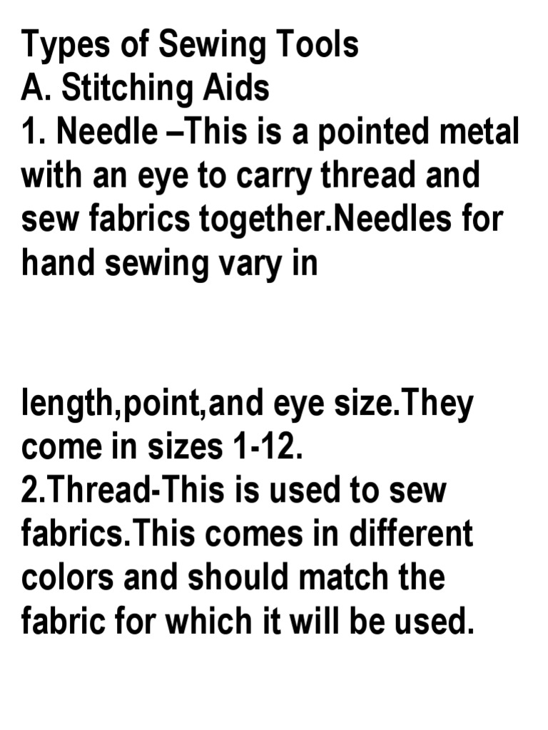 Types of Sewing Tools | PDF