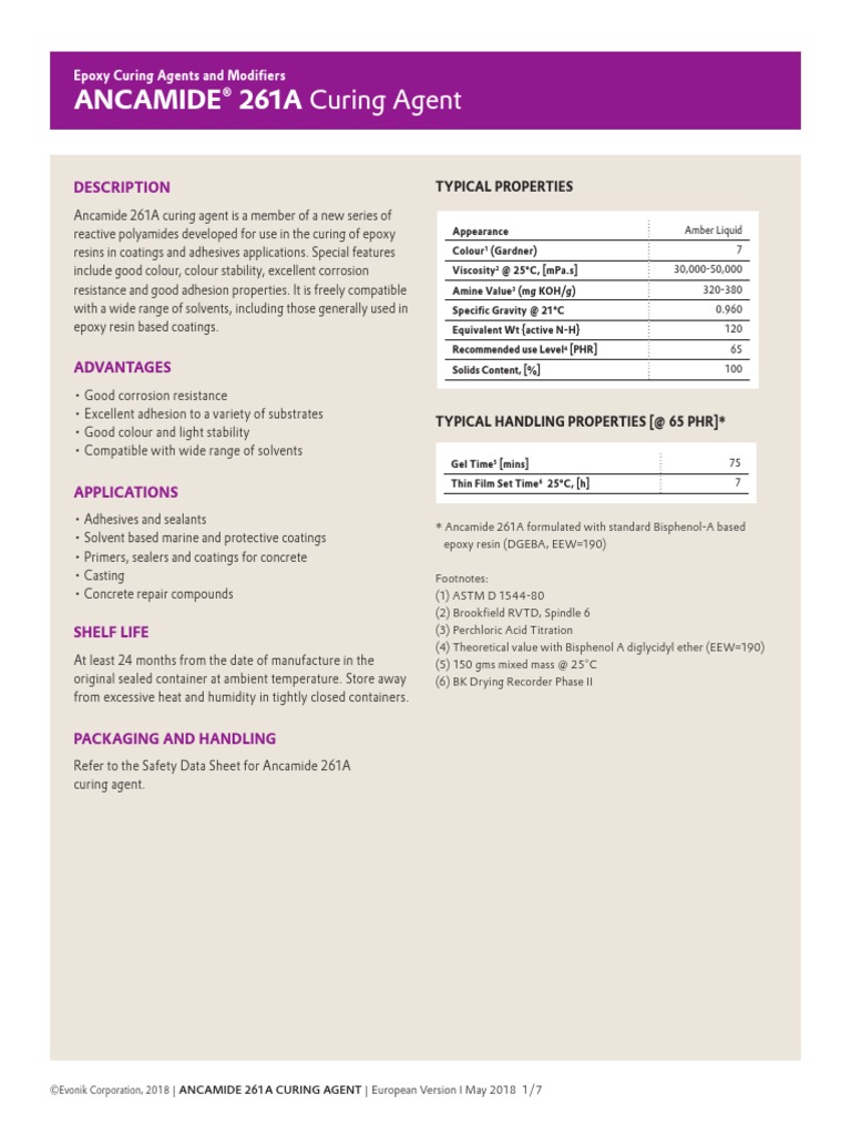 ANCAMIDE® 261A Curing Agent: Description | Epoxy | Sodium Chloride