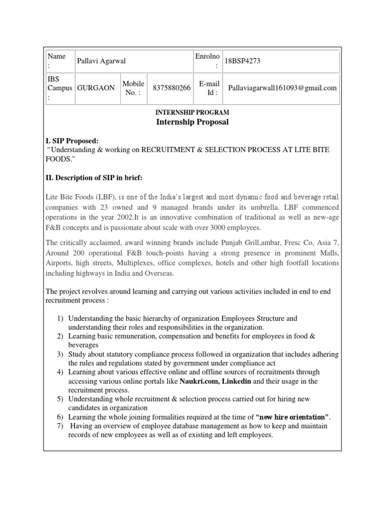 Sip Proposal | PDF | Recruitment | Business