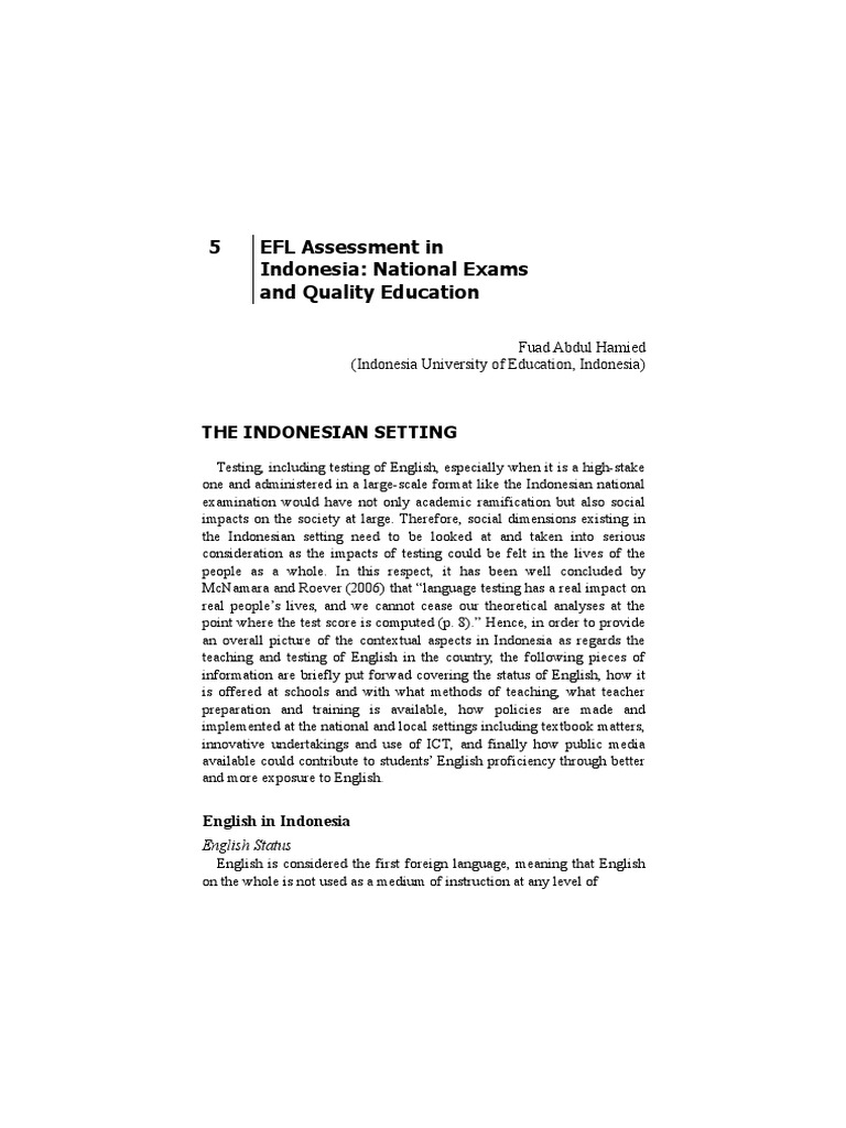 5 EFL Assessment in Indonesia: National Exams and Quality Education ...